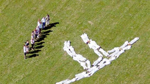 ‘Human swan’ lands at local school | theforestreview.co.uk
